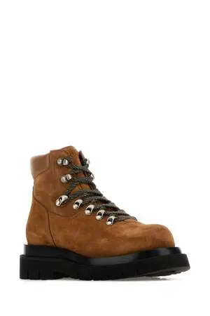 Bottega Veneta Suede Lug Ankle Boots - Brown