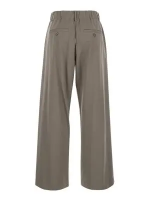 Brunello Cucinelli Beige Trousers With Drawstring Waist And Wide Leg In Cotton Blend - Multicolor