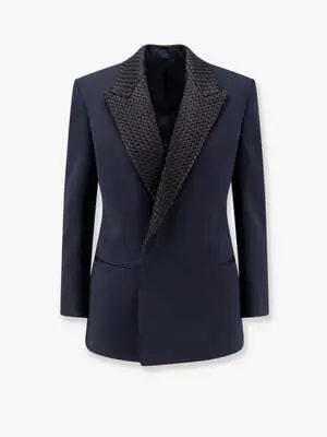Bottega Veneta Wool Blazer With Intrecciato Detail - Multicolor
