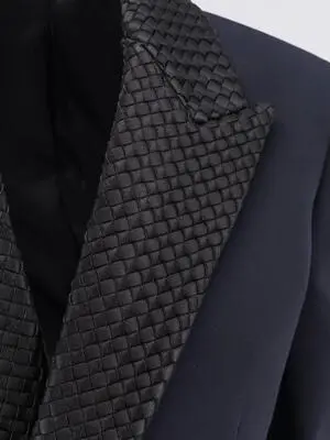 Bottega Veneta Wool Blazer With Intrecciato Detail - Multicolor