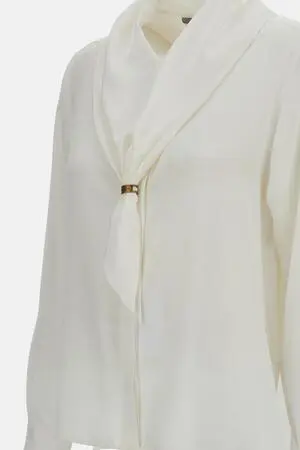 Max Mara Tie Neck Scarf Silk Shirt - Multicolor