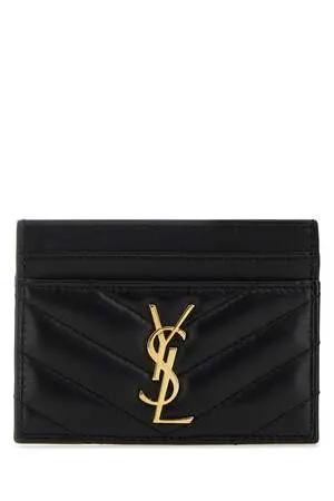 Saint Laurent Nappa Leather Cassandre Card Holder - Black