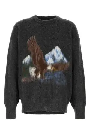 MAISON MARGIELA Graphite Wool Blend Oversize Sweater - Gray