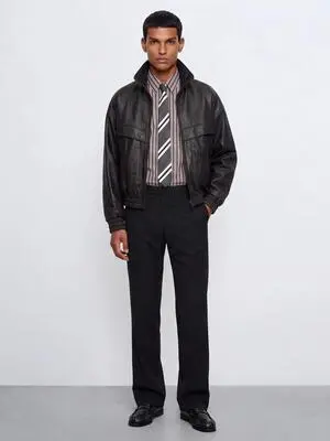 Saint Laurent Striped Cotton Poplin Shirt - Brown