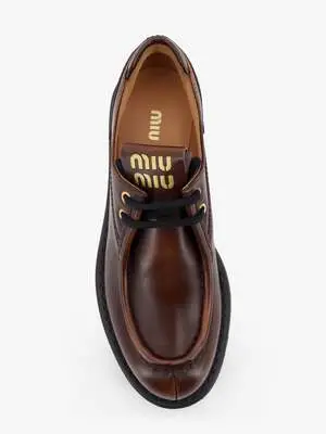 Miu Miu Leather Lace-up With Front Lettering Logo - Multicolor