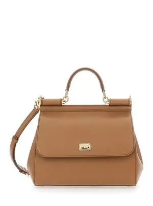 Dolce & Gabbana My Sicily Grained Leather Handbag - Brown