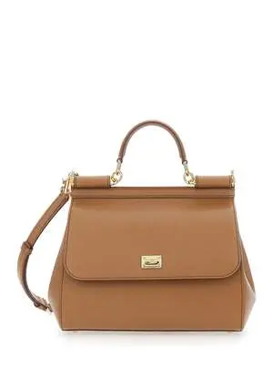 Dolce & Gabbana My Sicily Grained Leather Handbag - Brown