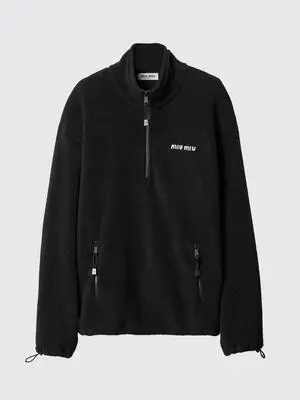 Miu Miu Quarter Zip Pullover Sweater - Black