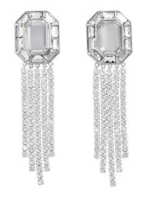 SELF-PORTRAIT Silver Crystal Droplet Earrings - Multicolor