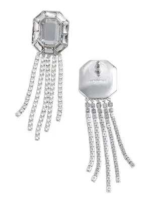 SELF-PORTRAIT Silver Crystal Droplet Earrings