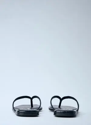 TOTEME Leather Flip Flops - Black