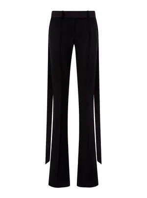 Attico Black Wide Leg Pants With Oversized Band Detail In Wool For - Multicolor