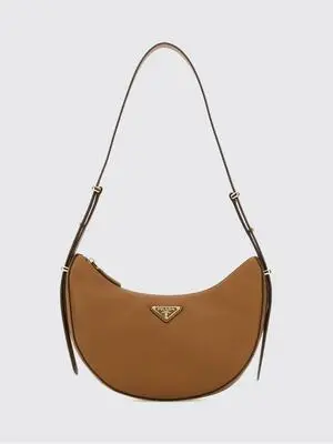 Prada Leather Bag With Triangle Logo - Brown