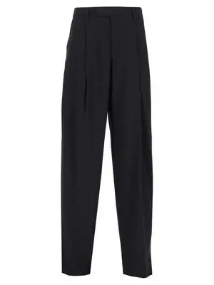 Giorgio Armani Virgin Wool Crepe Oversized Trousers - Blue