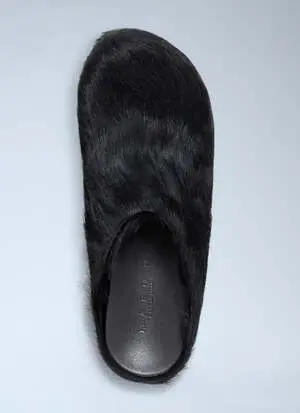 Marni Fussbett Long Haired Mules - Black