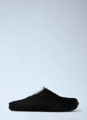 Marni Fussbett Long Haired Mules - Black