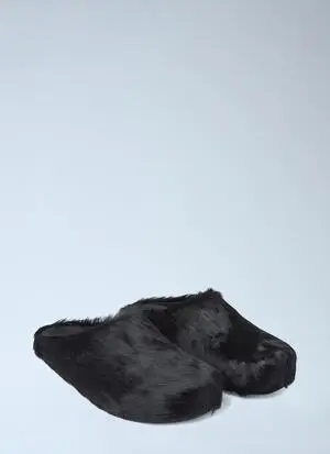 Marni Fussbett Long Haired Mules - Black