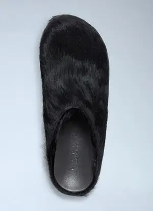 Marni Fussbett Long Haired Mules - Black