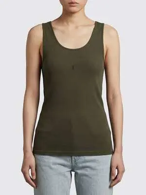 Saint Laurent Cotton Ribbed Tank Top - Green