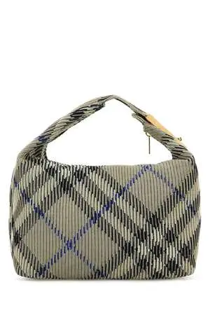 Burberry Embroidered Nylon Medium Peg Handbag