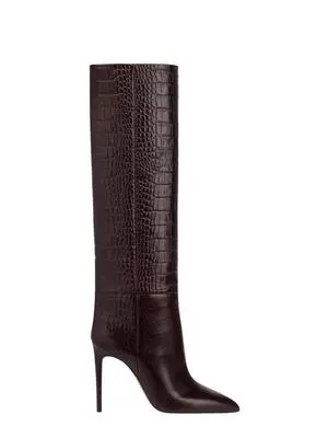 Paris Texas Crocodile-embossed Leather Boot - Red