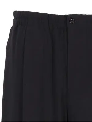 Giorgio Armani Virgin Wool Crepe Single-pleated Trousers - Blue
