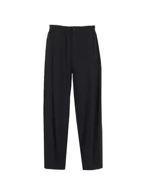 Giorgio Armani Virgin Wool Crepe Single-pleated Trousers - Blue