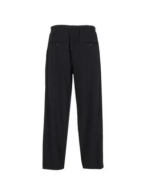 Giorgio Armani Virgin Wool Crepe Single-pleated Trousers - Blue