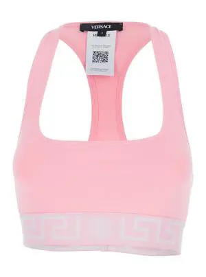 Versace Sport Top With Greca And Medusa Logo In Tech Fabric For - Pink