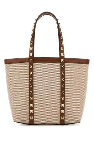 Valentino Garavani Two-tone Canvas Medium Rockstud Handbag
