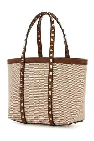 Valentino Garavani Two-tone Canvas Medium Rockstud Handbag