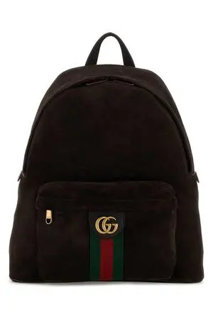 Gucci Dark Suede Medium Ophidia Backpack - Brown
