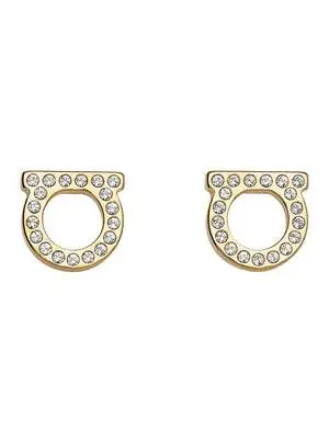 FERRAGAMO Gold-colored Earrings With Gancini Design And Butterfly Closure In Brass For - Silver