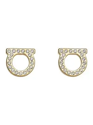 FERRAGAMO Gold-colored Earrings With Gancini Design And Butterfly Closure In Brass For - Silver