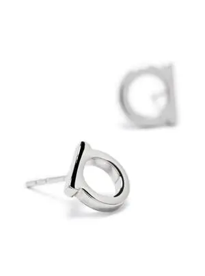 FERRAGAMO Gancini Earrings With -colored Brass Plate For - Silver