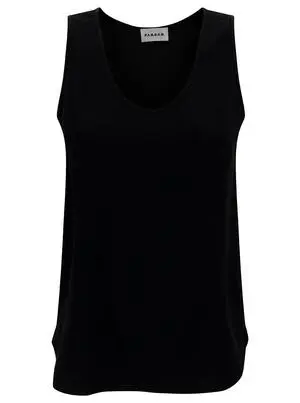 P.a.r.o.s.h Black Tank Top With Plunging U Neckline In Polyamide - Multicolor