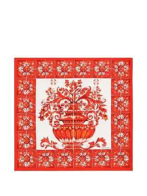 Dolce & Gabbana Silk Twill Scarf With Majolica Print, 90 X 90 Cm - Multicolor