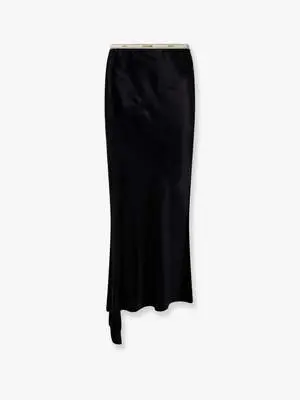 Celine Viscose Satin Midi Skirt - Black