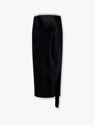 Celine Viscose Satin Midi Skirt - Black