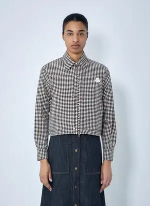 Moncler Gingham Check Shirt Jacket - Brown
