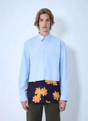 Dries Van Noten Contrast Cotton Shirt - Blue