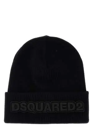 Dsquared2 Wool Beanie Hat - Black