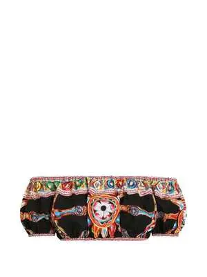 Dolce & Gabbana Poplin Top With Carretto Print - Multicolor