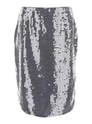 ROTATE BY BIRGER CHRISTENSEN Grey Skirt With All-over Sequins In Tech Fabric - Multicolor