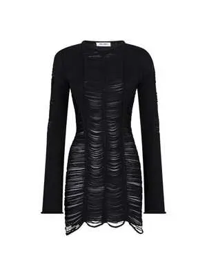 Attico Fringe Mini Dress - Black