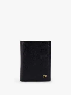 TOM FORD Leather Card Holder With Logo - Black