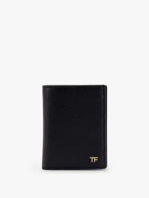 TOM FORD Leather Card Holder With Logo - Black
