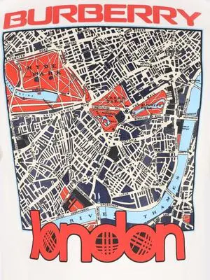 Burberry London Map Cotton T-shirt - White