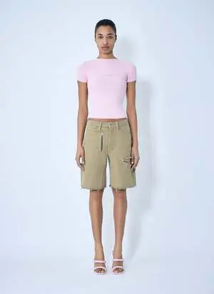 Alexander Wang Frayed Hem Denim Shorts - Cream