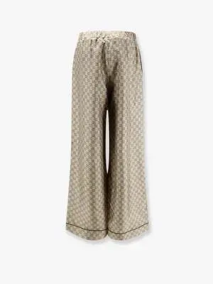 Gucci Silk Trousers With All-over Gg Motif - Multicolor